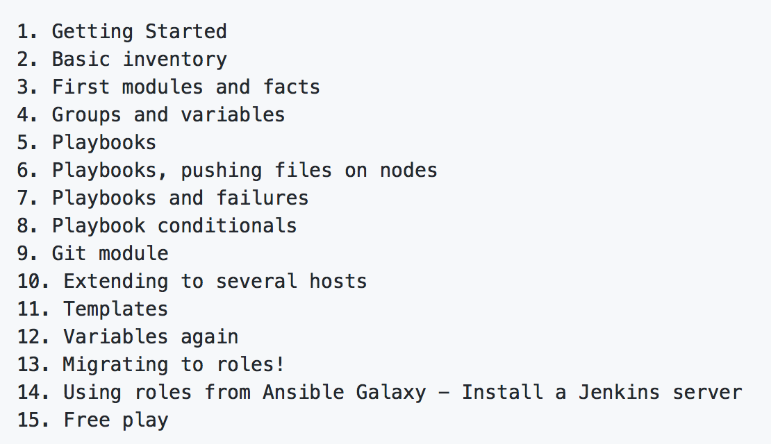 Interactive Ansible tutorials with dead simple setup via Docker Interactive Ansible tutorials with dead simple setup via Docker