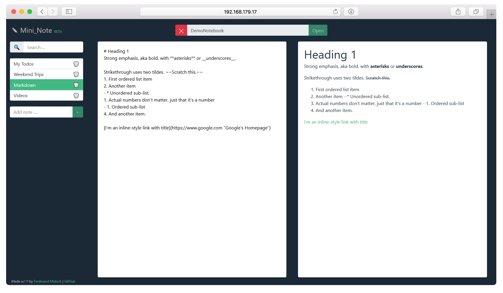 A simple Markdown note-taking editor